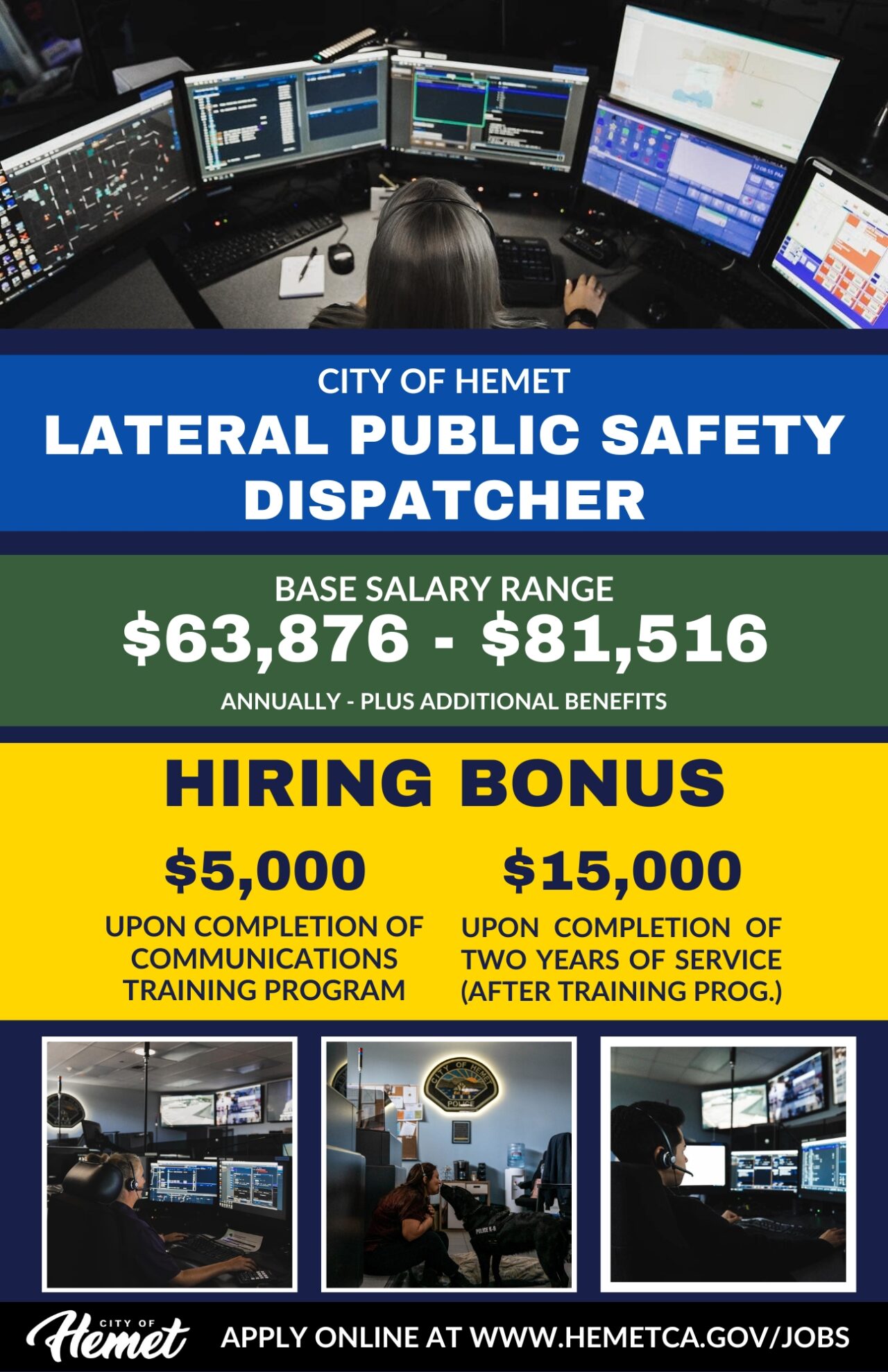 Lateral Dispatcher | Hemet Police Department